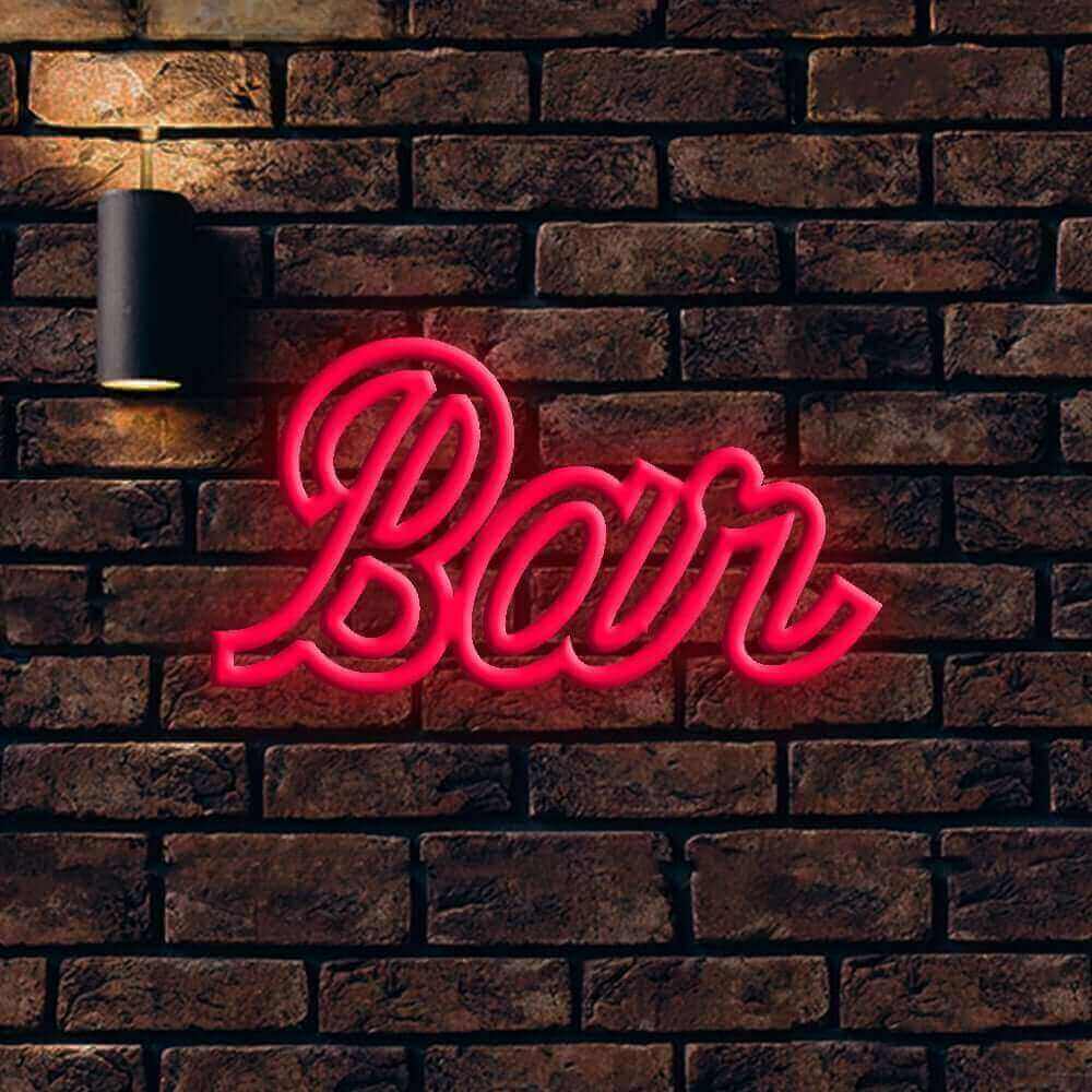 Bar Script Outline LED Neon Sign - Made in London Club Pub Neon Signs