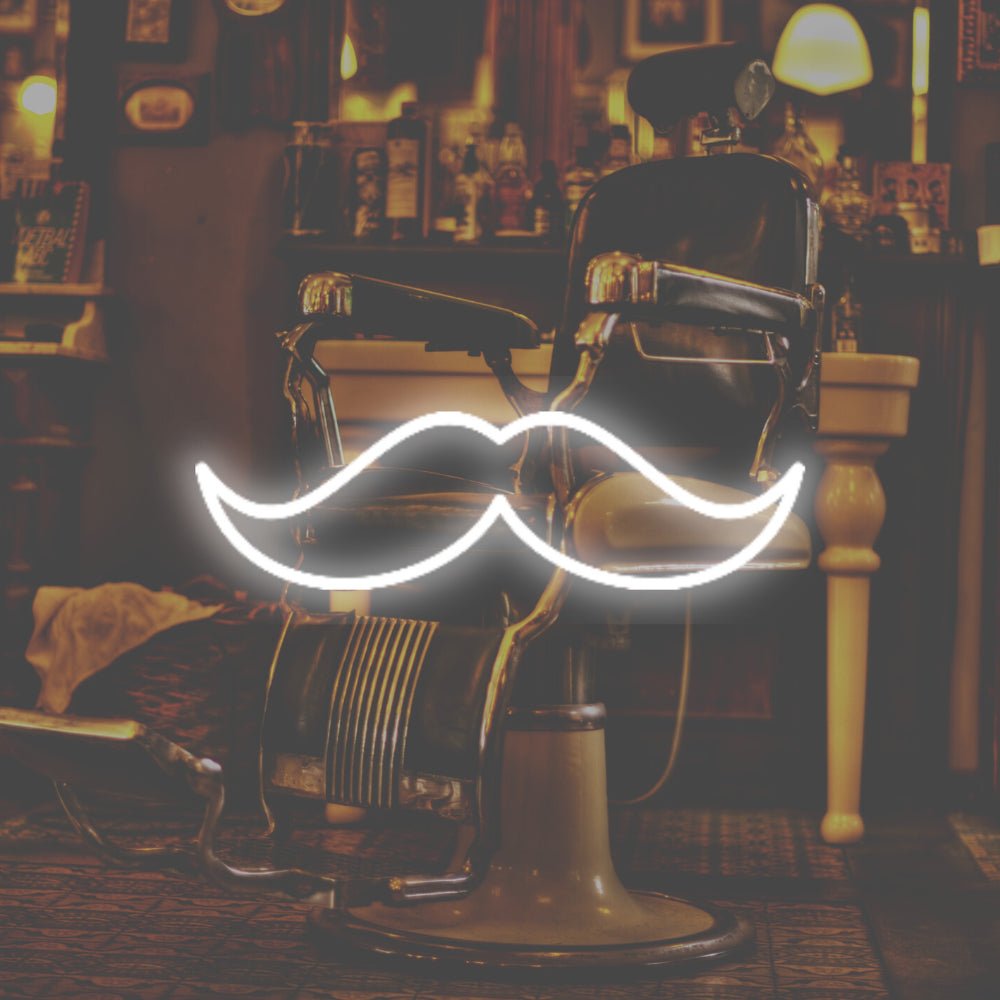 Moustache LED Neon Sign - Made in London Barbershop Neon Signs
