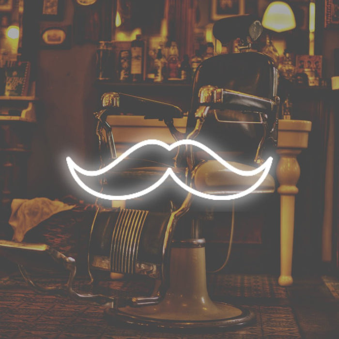 Moustache LED Neon Sign - Made in London Barbershop Neon Signs
