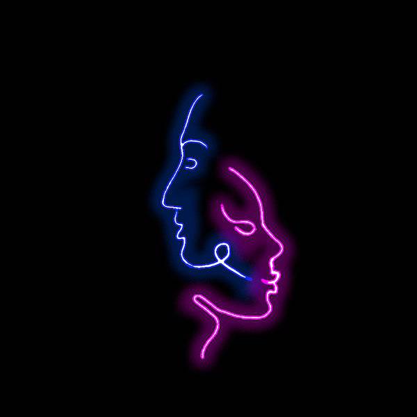 Two Faces LED Neon Sign - Planet Neon Made in London Neon Signs